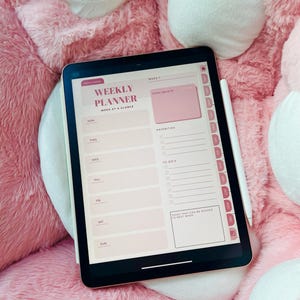 Undated Planner (pink) With Free Stickers- Hey Bubbles Studio | Digital ...