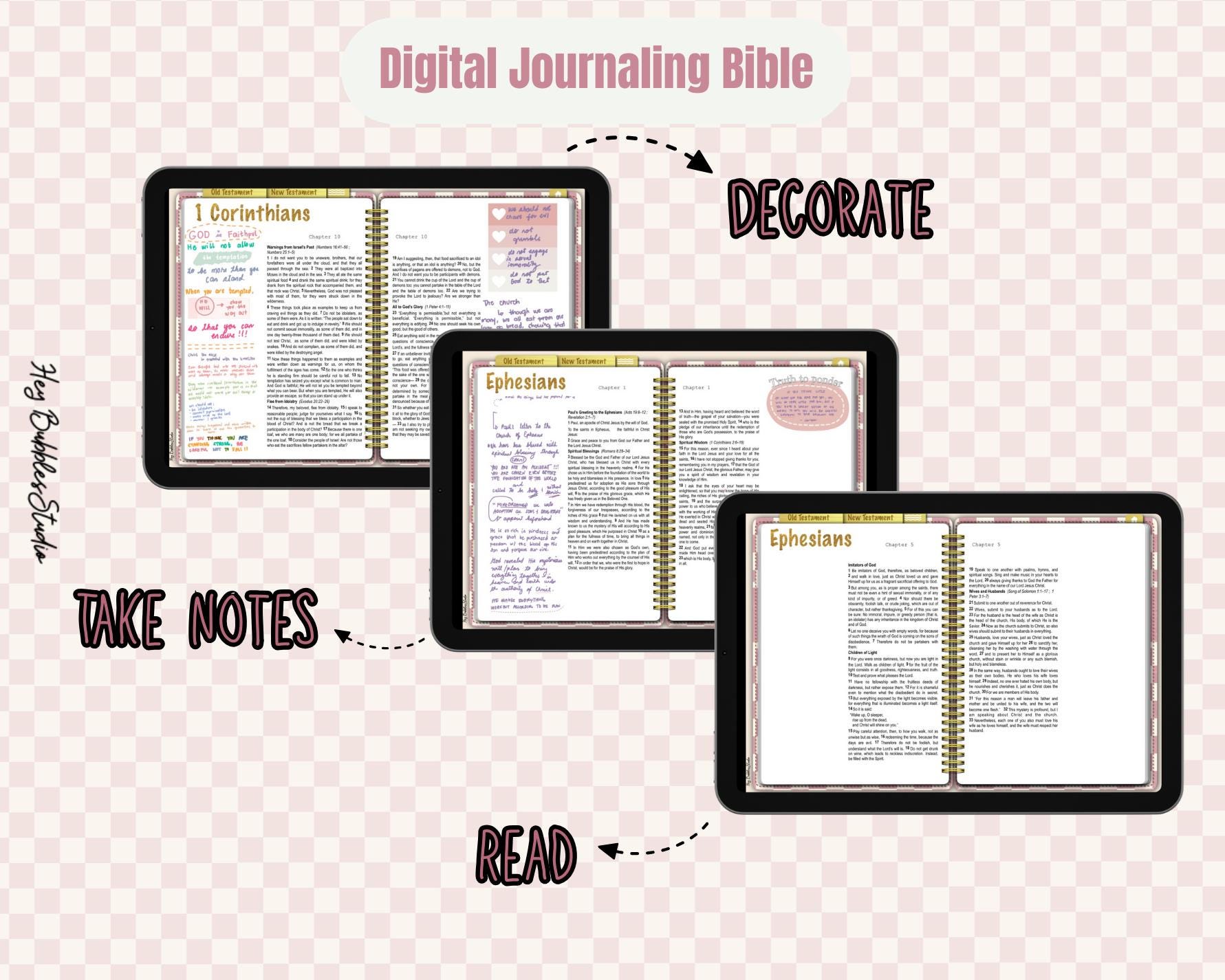 Digital Journaling Bible in Pink/ Spiral Digital Bible /devotional/soap ...
