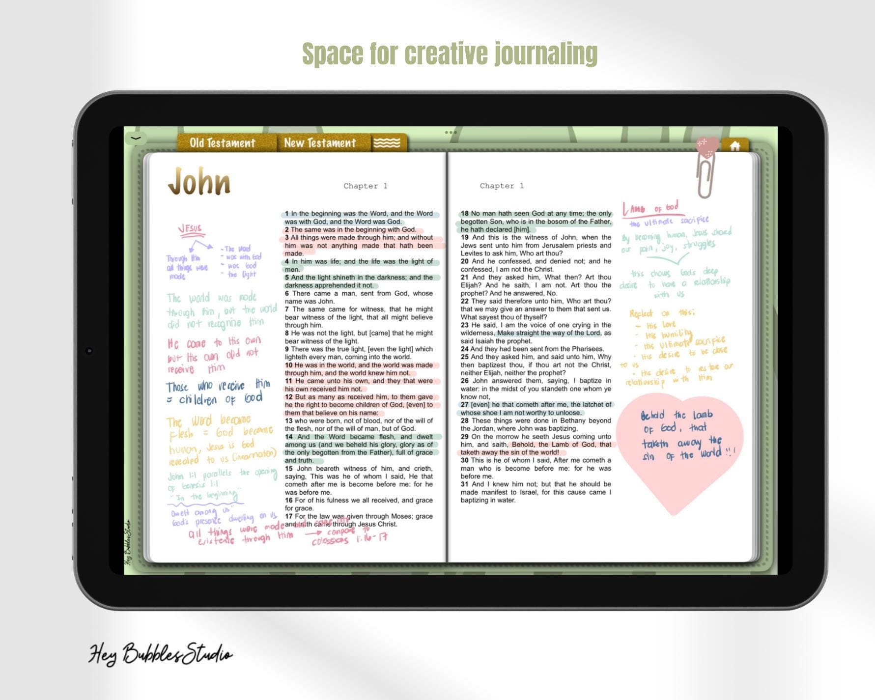 Digital Journaling Bible in Sage Green/ Digital Bible /devotional/soap ...