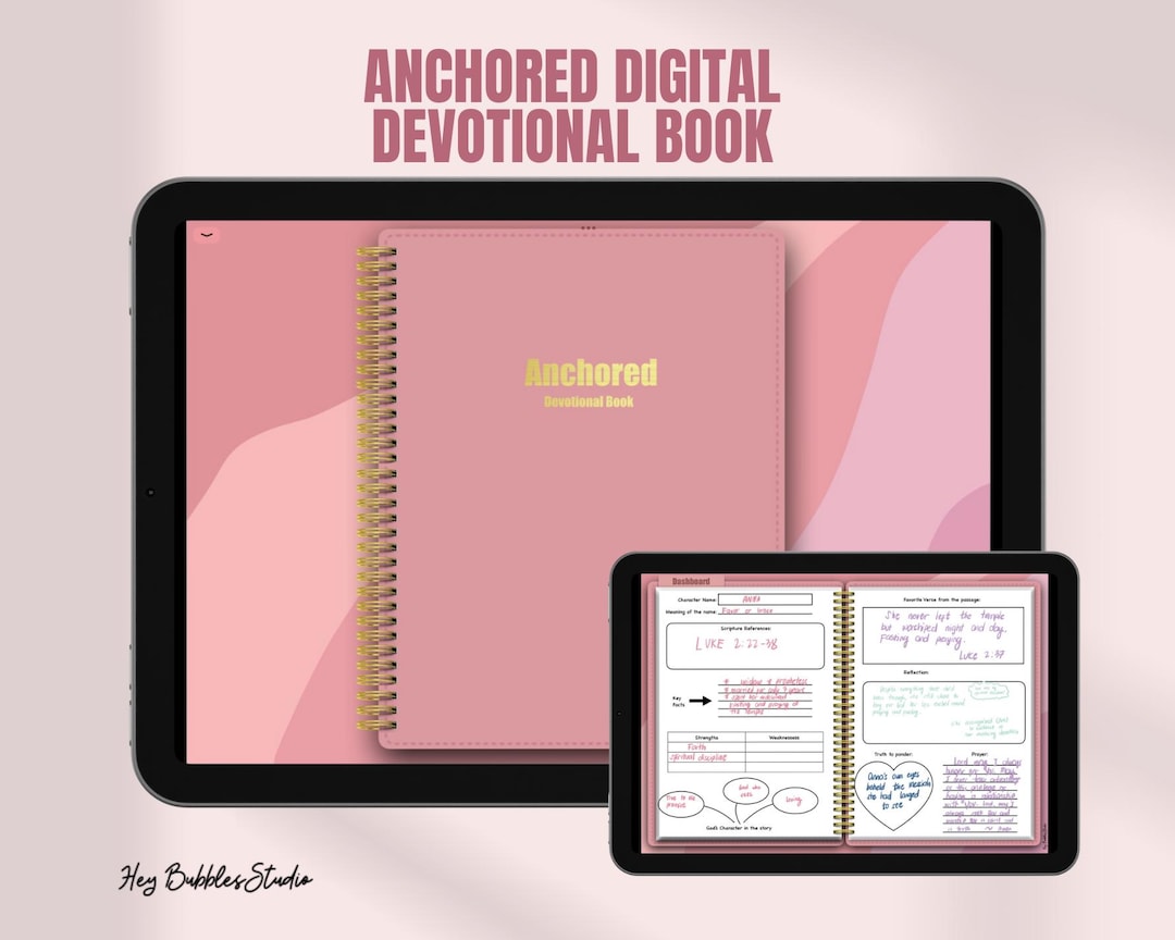 Anchored Devotional Book in PINK | Bible Tracker | Journal | Character ...