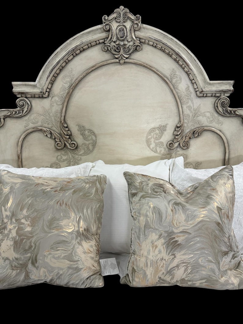 King Bed Frame With Headboard,solid Wood Handmade Bed,french Country ...