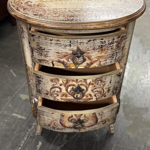 Hand-painted Rustic Grey Wood Chest Vintage Style Floral Accent Cabinet ...