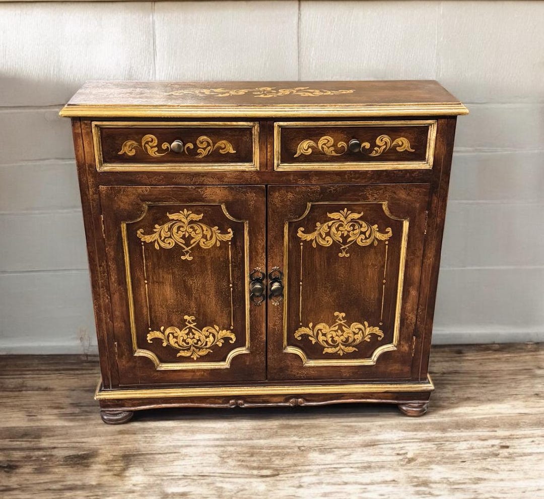 Handcrafted Small Cabinet|solid Wood Chest|hand Painted Storage Cabinet ...