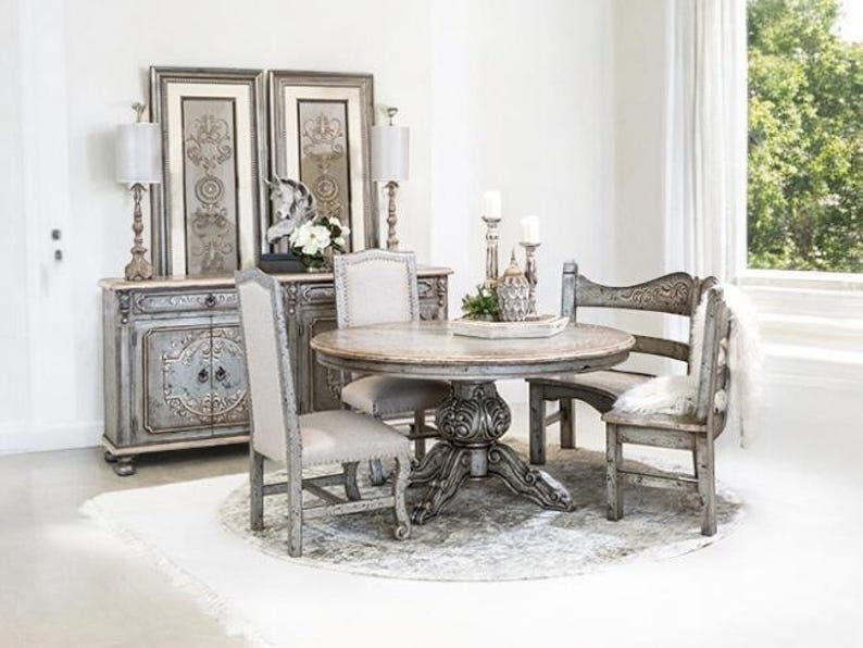 Rustic Round Wood Dining Table: Handcrafted Farmhouse Pedestal - Etsy