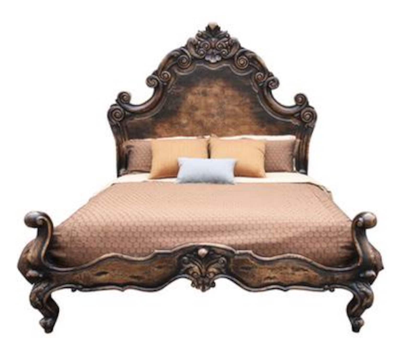 Luxurious Solid Wood Queen Bed - Handcarved Queen Size Bedframe, Solid ...