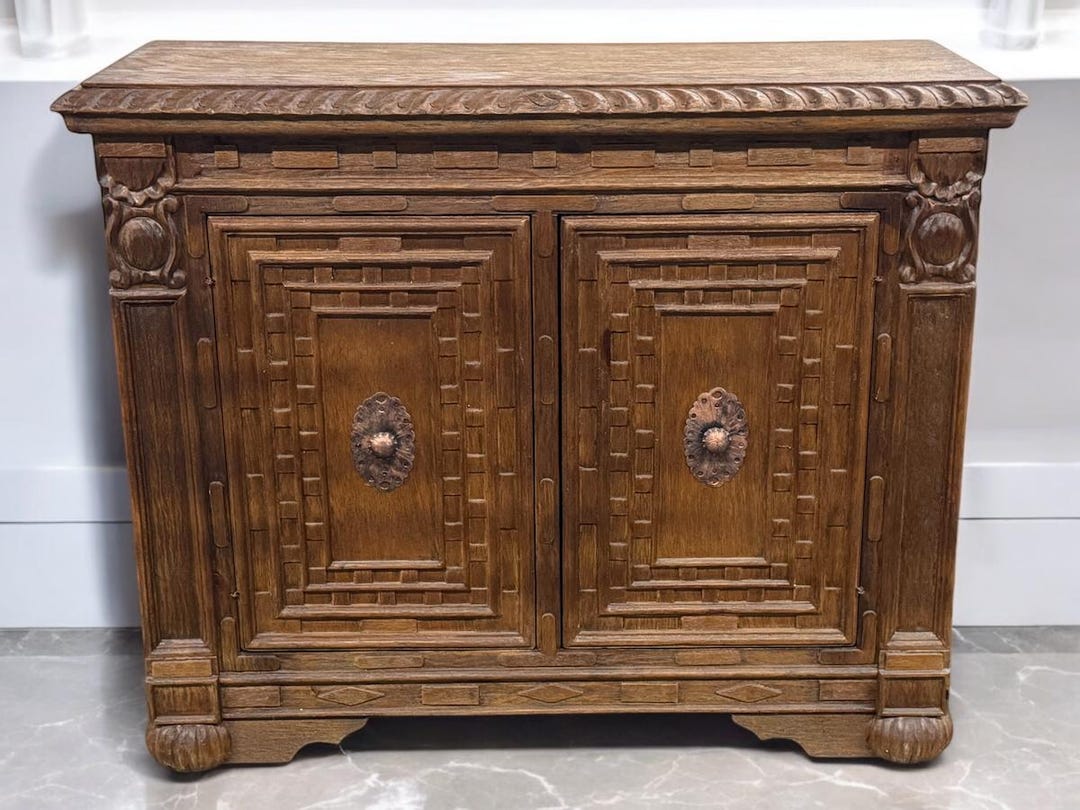 Solid Rustic Wood Cabinet – Hand-carved Storage Chest, Western Style ...