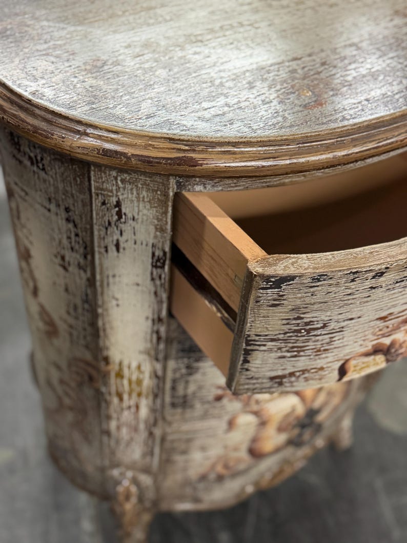 Hand-painted Rustic Grey Wood Chest Vintage Style Floral Accent Cabinet ...