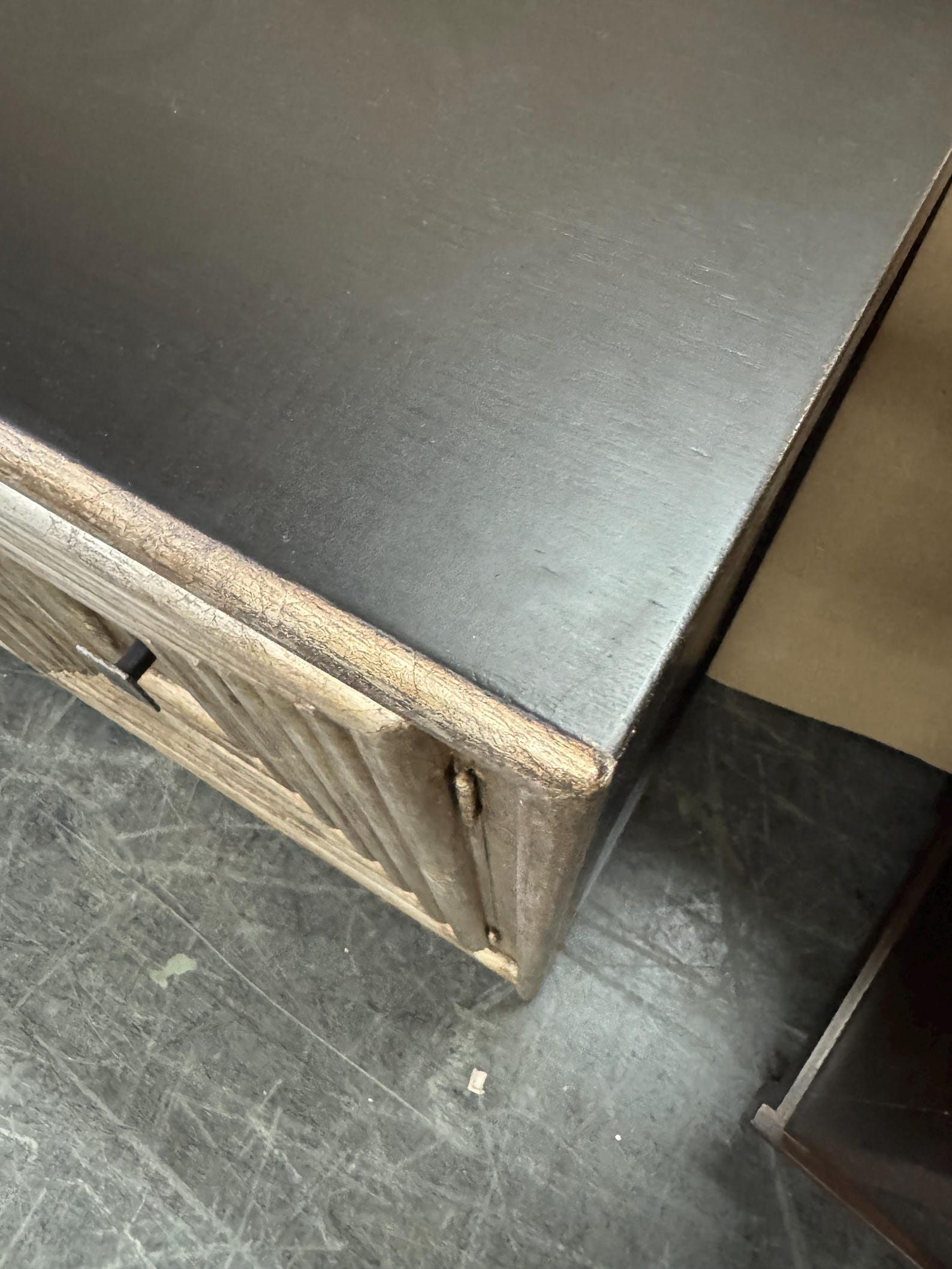 Silver Leaf Wood Sideboard Buffet – Modern Metallic 3-door Cabinet With ...