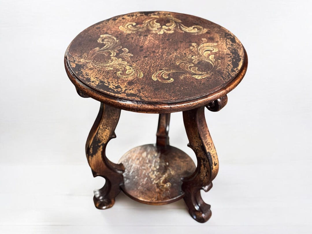 Handcrafted Round Wood End Table|rustic Wood End Table , Vintage Style ...