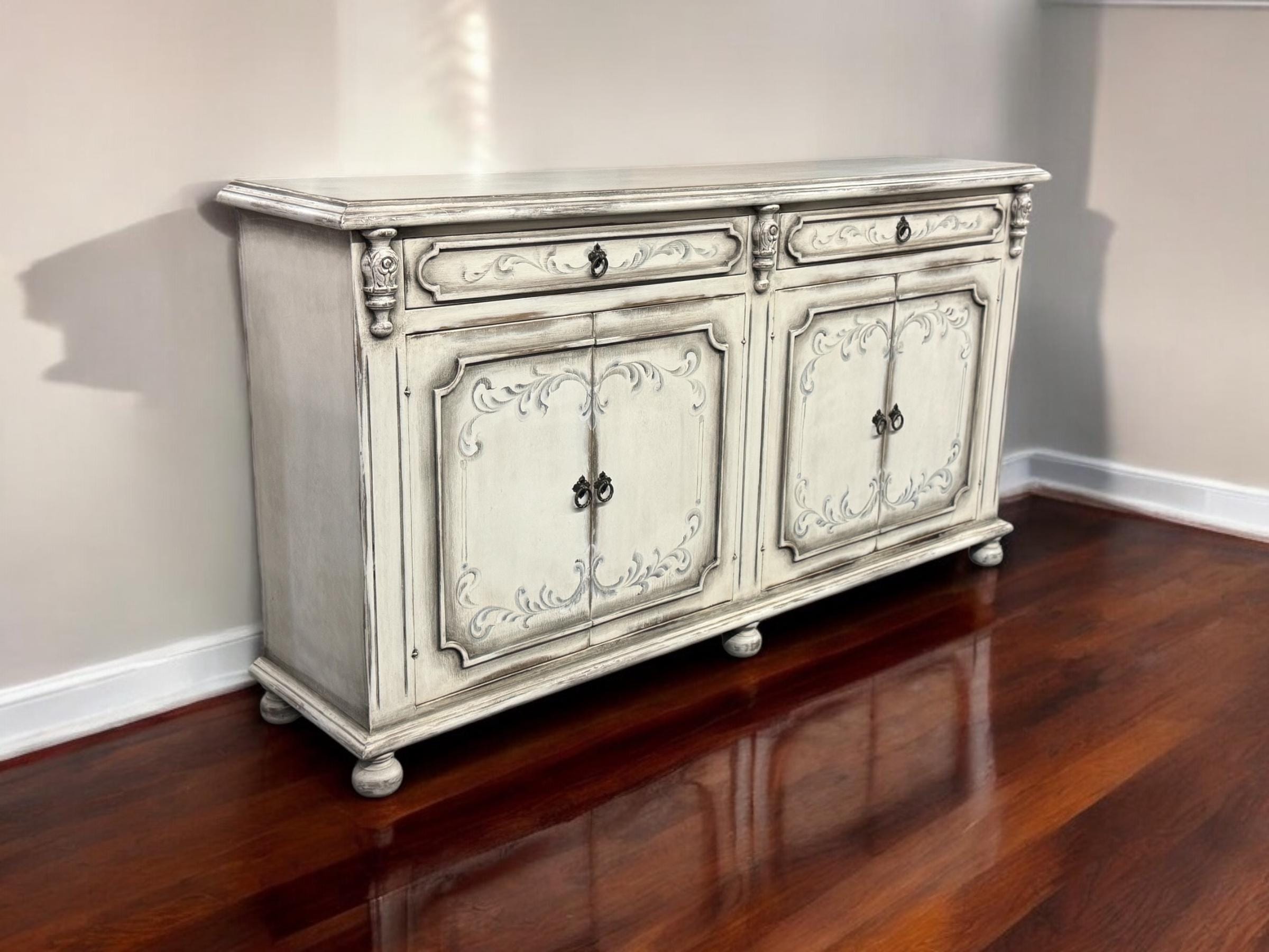 Handmade Solid Wood Sideboard Buffet, Vintage Farmhouse Distressed ...