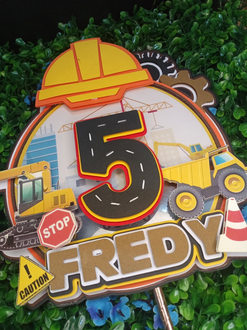 Birthday Construction Cake Topper, Studio Cutting File for Cameo ...