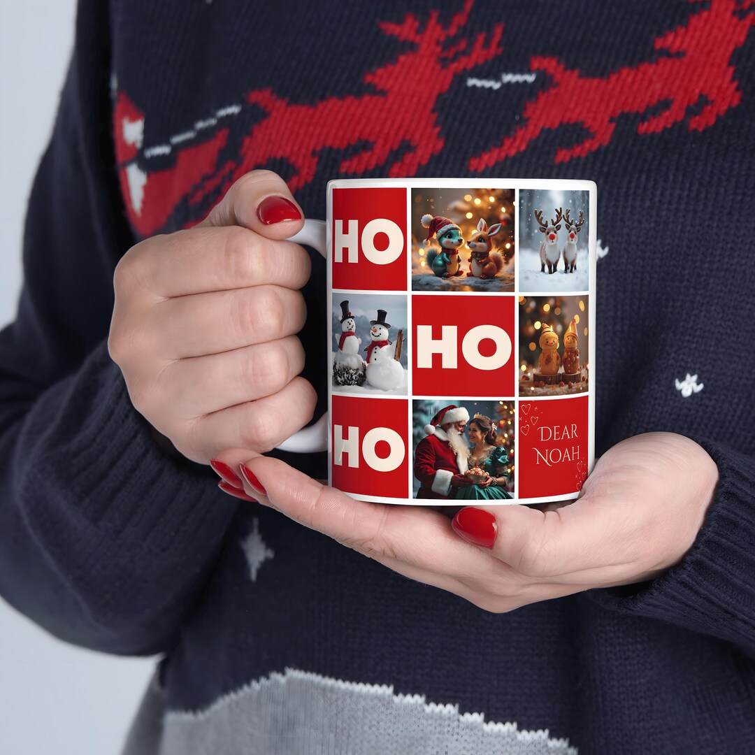 Holiday Cheer Stoneware Coffee Mug, Hohoho, Holiday Cheer, Personalized ...