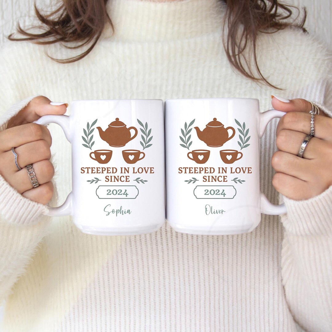 Personalized Couples Tea Mug Set: Custom Name Gift for Tea Lovers - Etsy