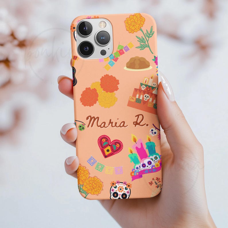 Day of the Dead Phone Case: Personalized Mexican Art Skull Design ...