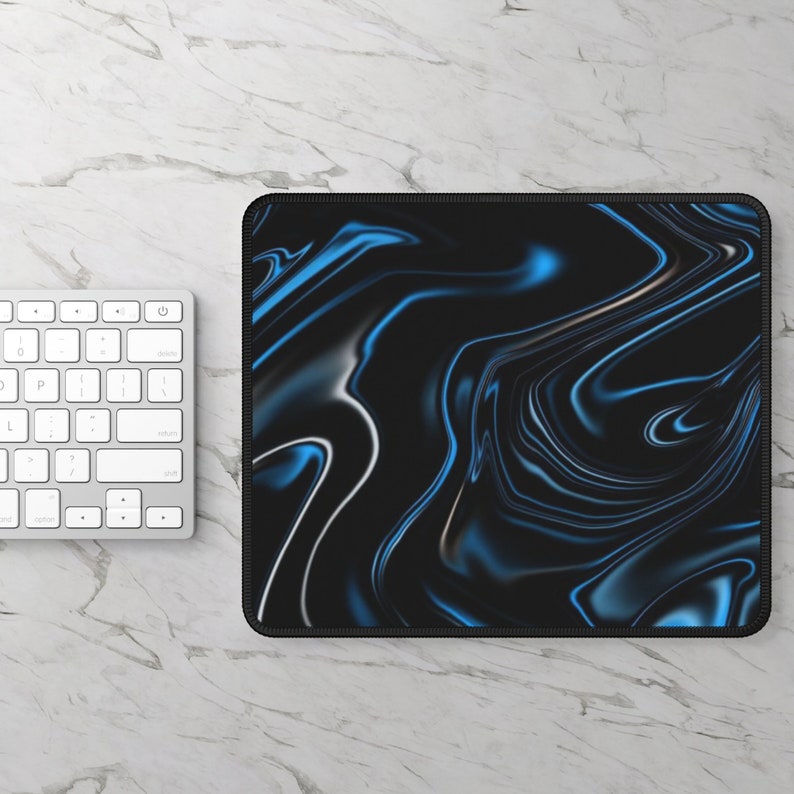 Sleek Black and Blue Gaming Mouse Pad, Tech Gift for Gamers, Office ...