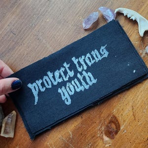 Protect Trans Youth Sew on Patch LGBTQ Activist Patch Blackletter DIY ...