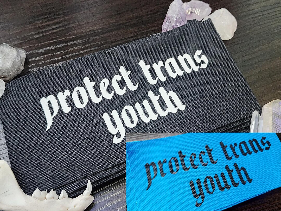 Protect Trans Youth Sew on Patch | LGBTQ Activist Patch | Blackletter ...