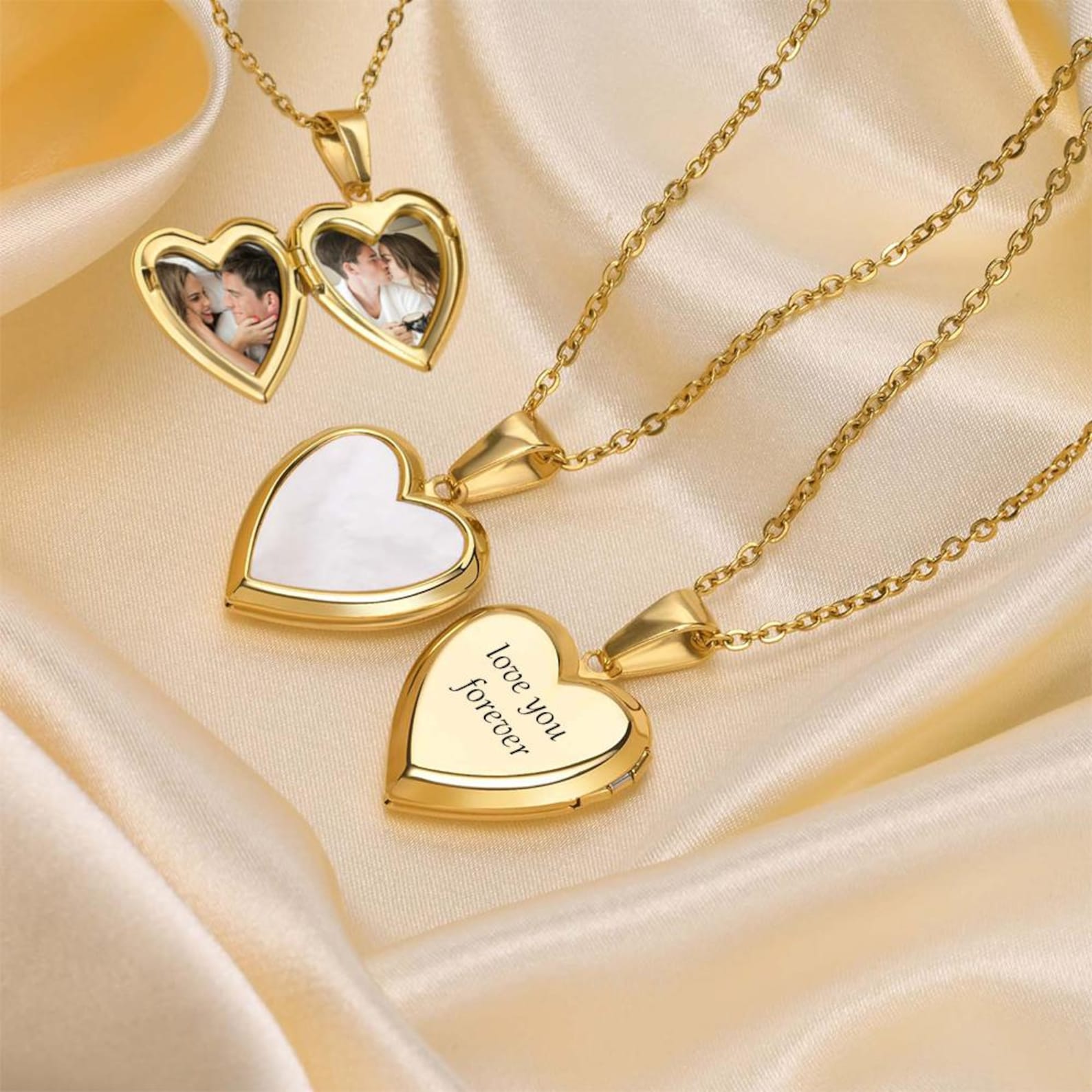 Custom Photo Locket,2 Photos,heart Photo Locket,gold Heart Locket ...
