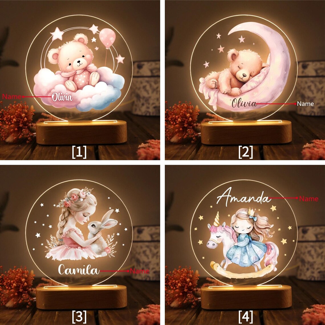 Custom Name Night Light,baby Night Light,bedside Lamp,kids Night Light ...
