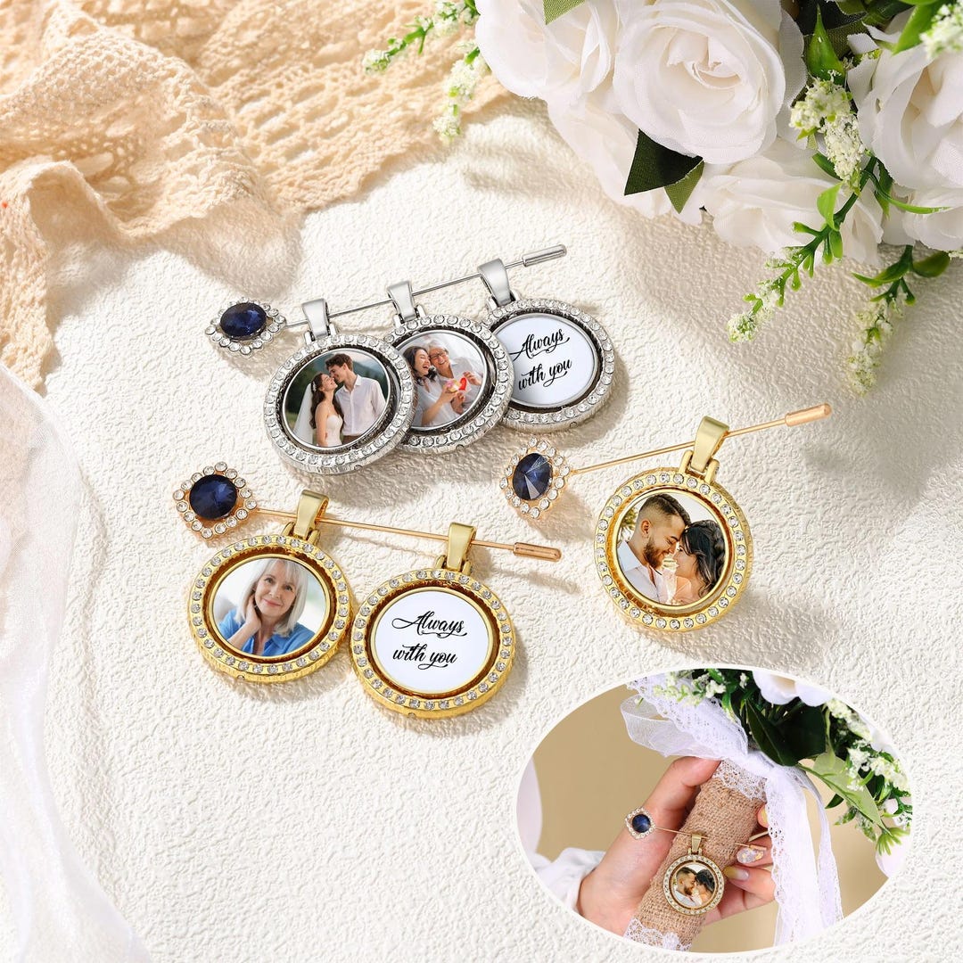 Custom Photo Pin,double-sided Rotatable Pin,bouquet Charm Pins,jewelry ...