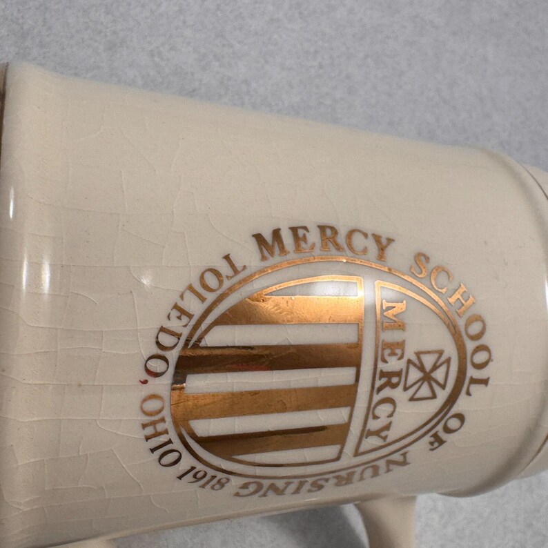 Mercy School of Nursing Vintage Stein Mug Cup Toledo Ohio Gold Tone ...