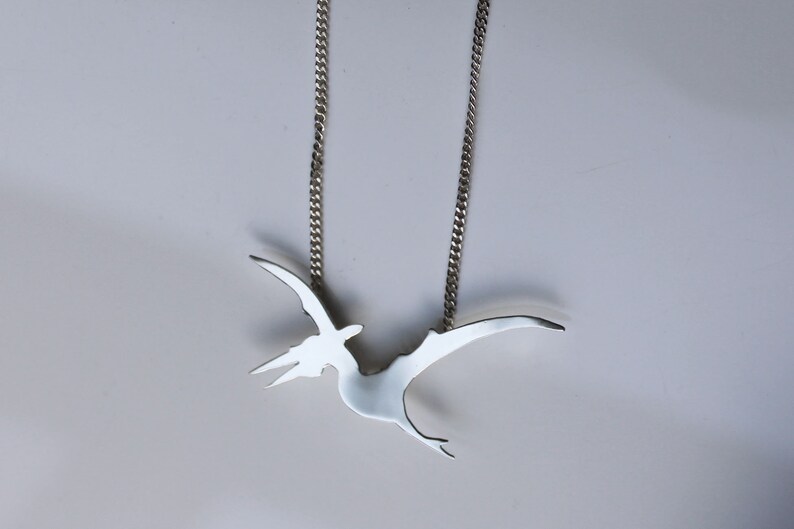 Pterodactyl Dinosaur Necklace In Sterling Silver Etsy