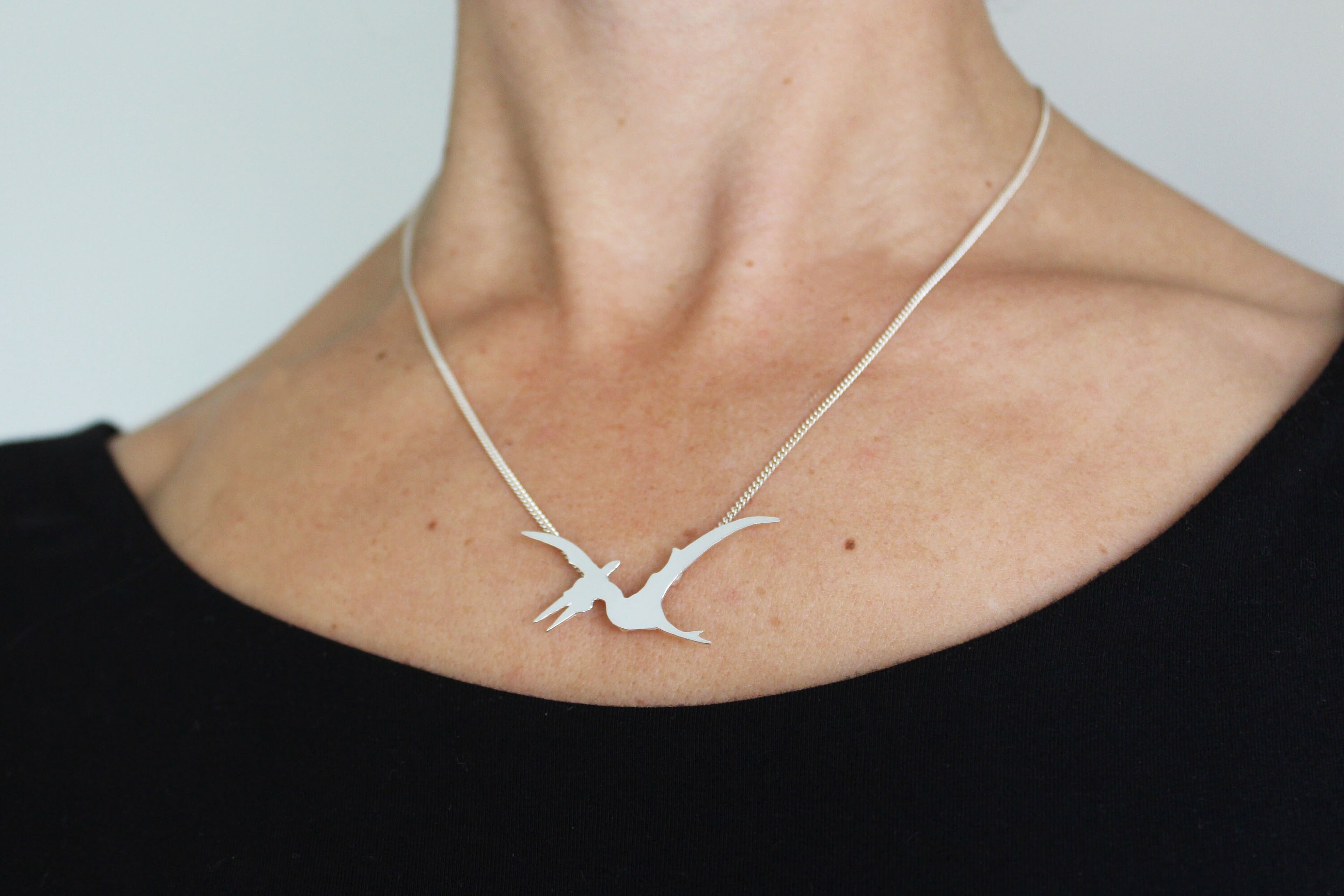 Pterodactyl Dinosaur Necklace In Sterling Silver Etsy