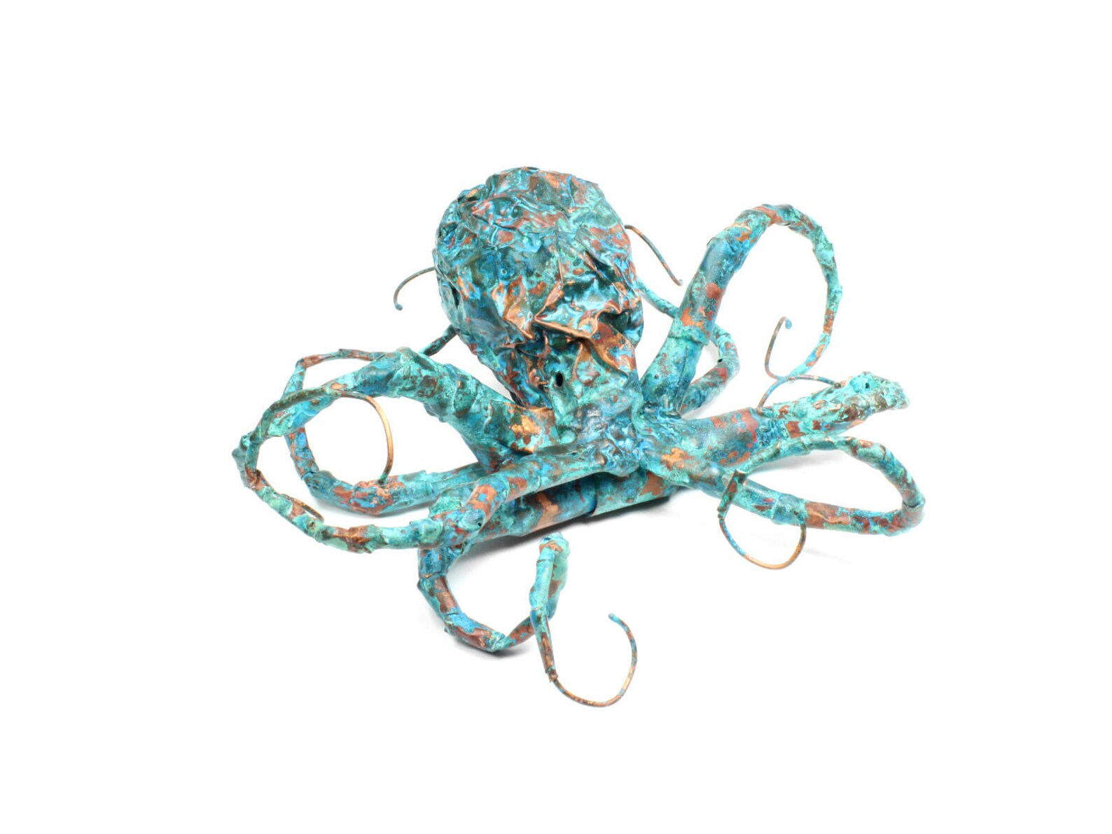 Octopus Sculpture Handmade Out of Copper With Blue Patina Very - Etsy