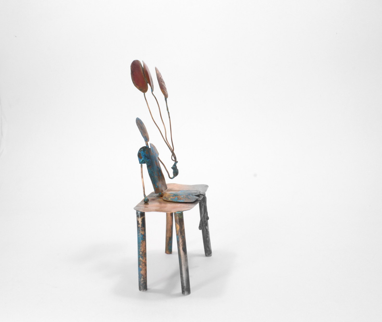 Copper Sculpture Man With Balloons Saying I Love You Metal - Etsy