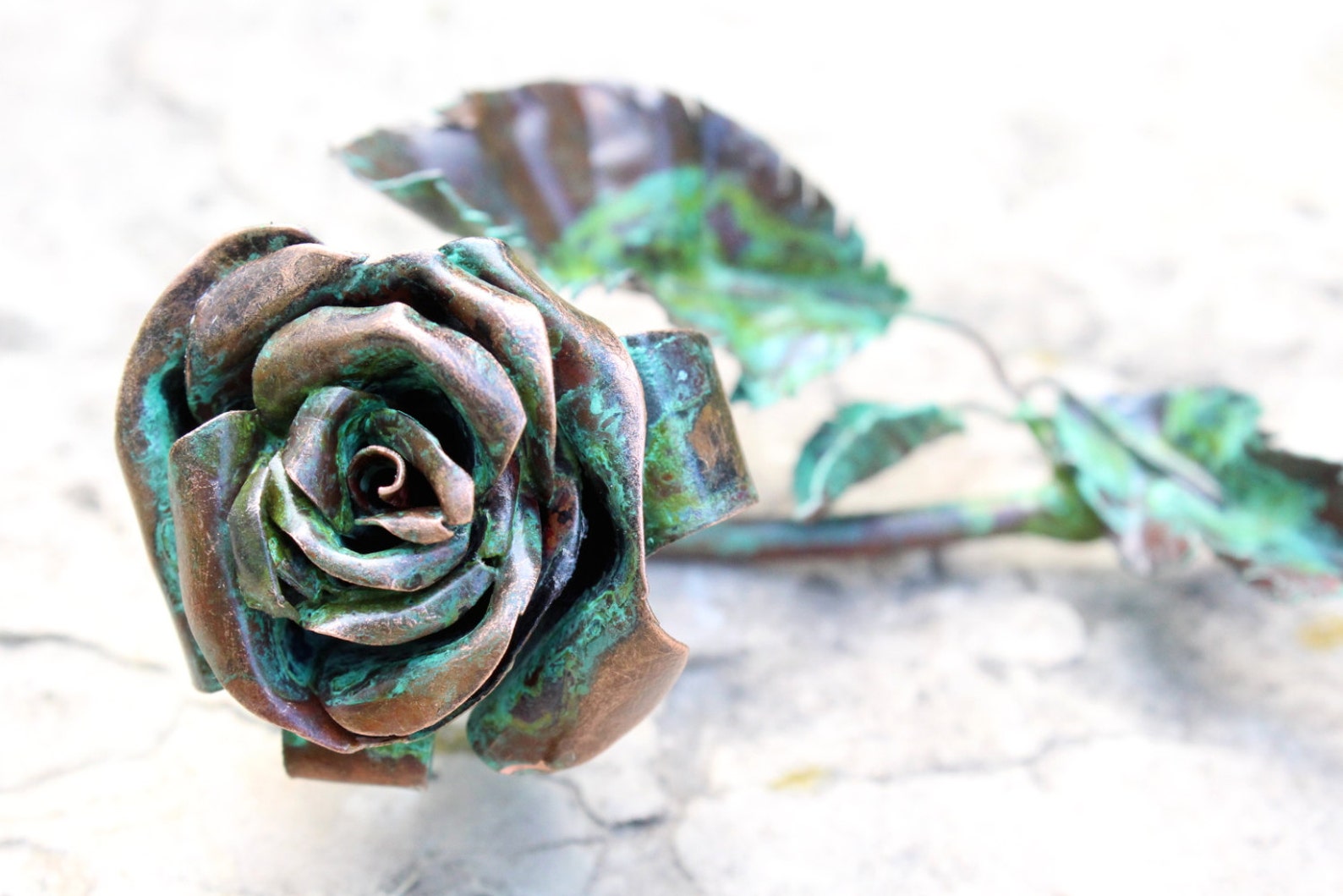 Rose Sculpture Handmade Out of Copper 24 Inches Metal With - Etsy