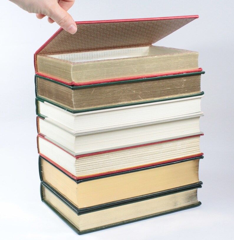 Victorian Book Stack Box: Handmade Hollow Books, Secret Storage ...