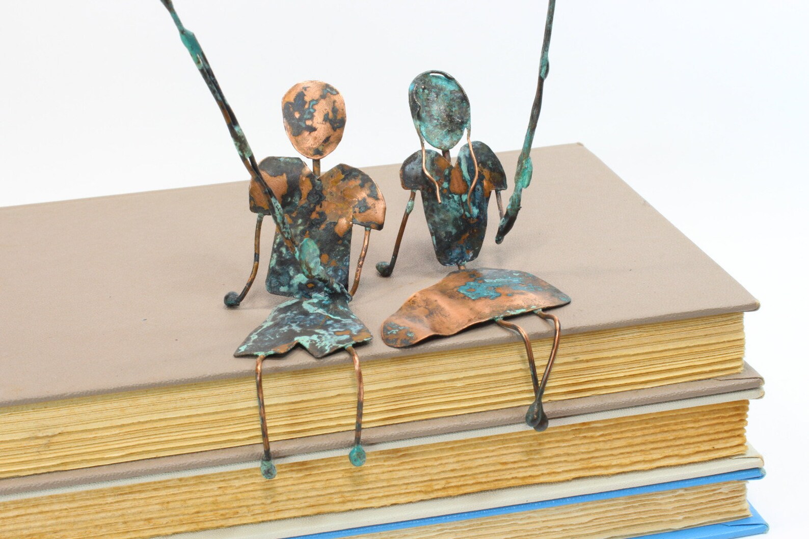 Man and Woman Fishing Sculpture Copper Metal Art Home Decor | Etsy
