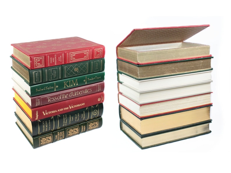 Victorian Book Stack Box: Handmade Hollow Books, Secret Storage ...