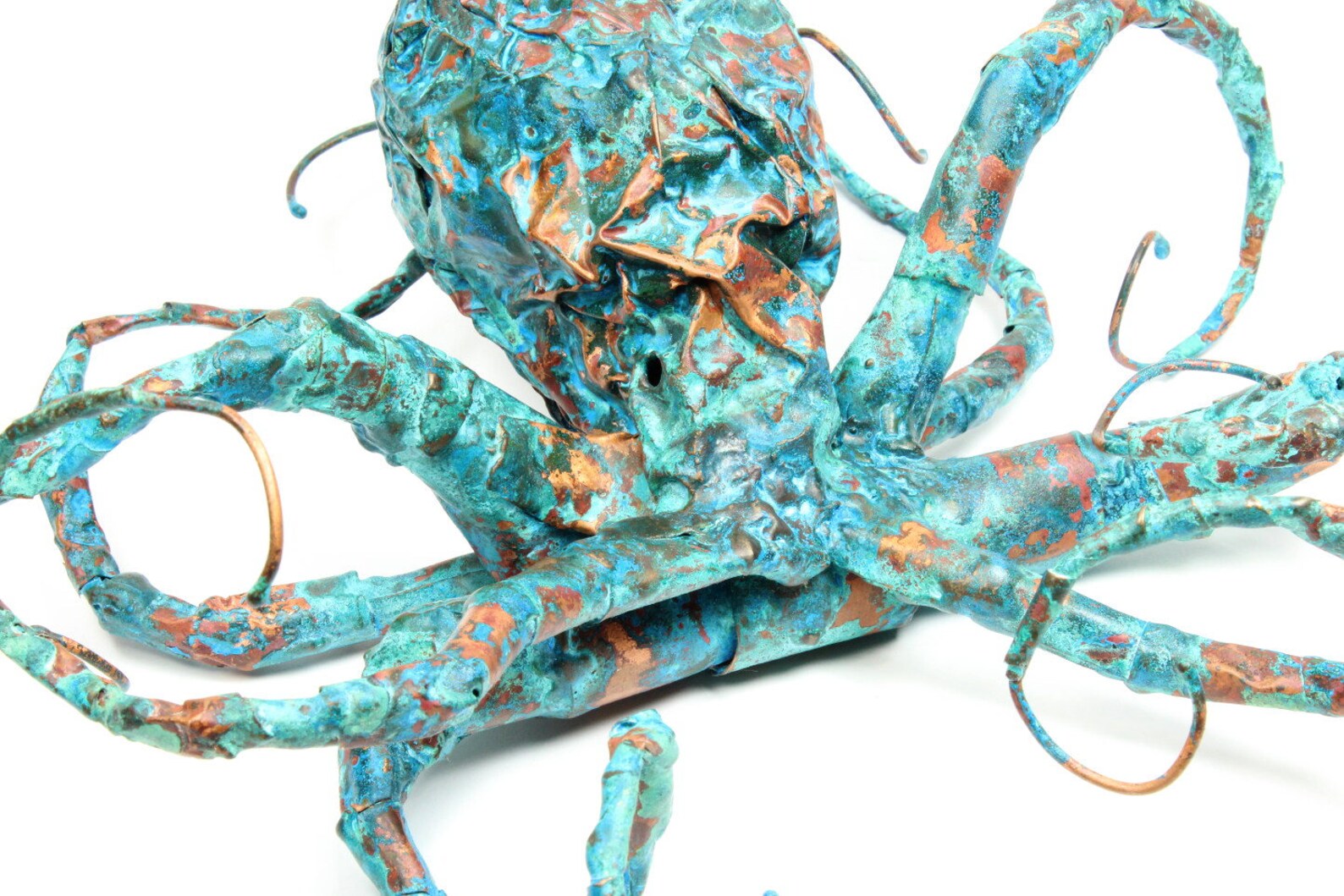 Octopus Sculpture Handmade Out of Copper With Blue Patina Very - Etsy