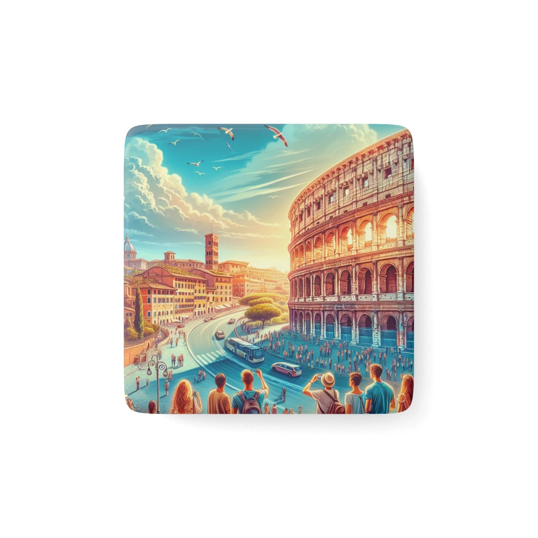 Porcelain Magnet, Square - Colosseum Rome Italy, Travel Souvenir Gift ...