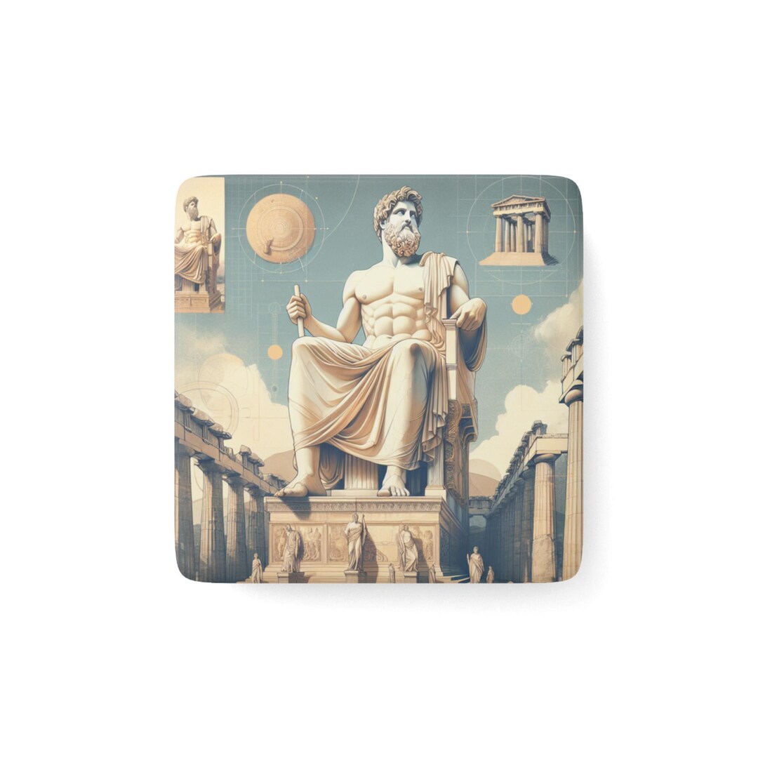 Porcelain Magnet the Statue of Zeus at Olympia, Square Magnet for ...