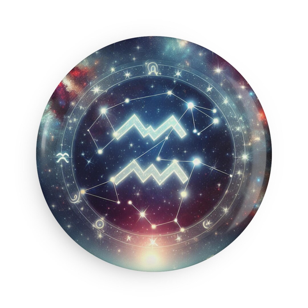 Aquarius Zodiac Sign Button Magnet, Round 1 & 10 Pcs - Etsy