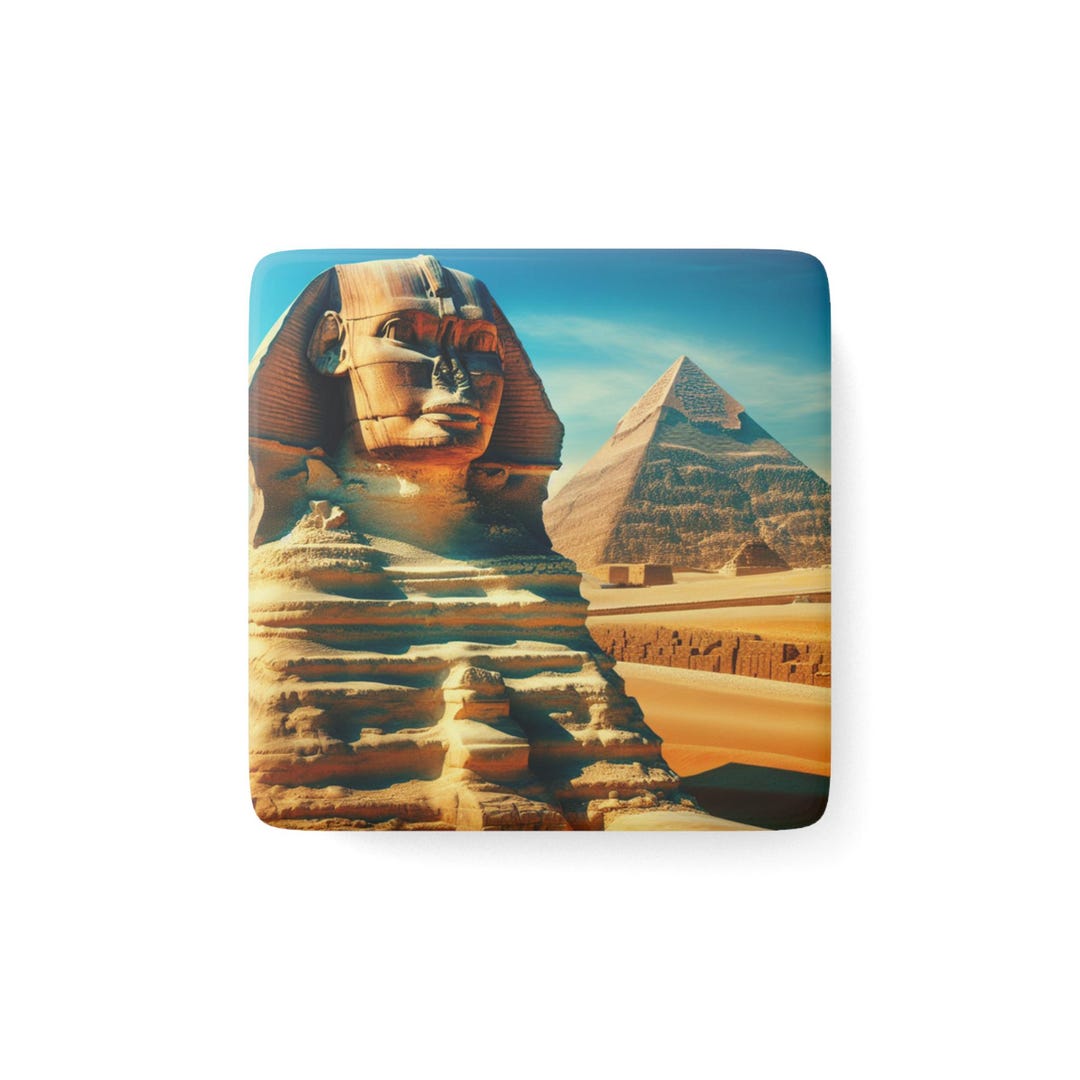 Porcelain Magnet, Square - Egyptian Sphinx and Pyramids Fridge Magnet ...