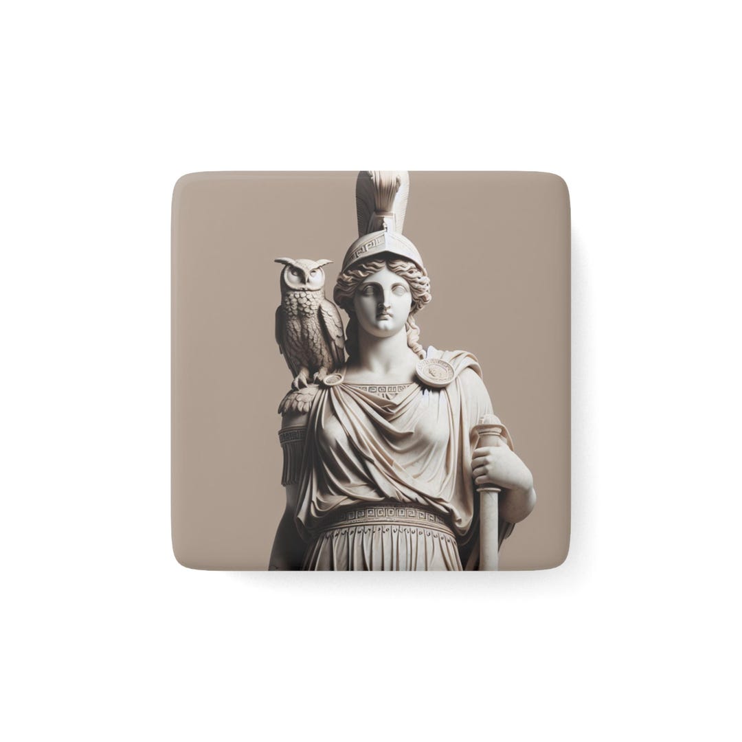 Porcelain Magnet, Goddess of Wisdom Athena, Square Magnet, Fridge Decor ...