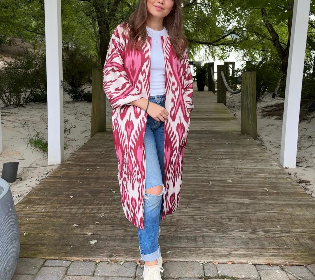Ikat Silk Ethnic Uzbek Chapan Robe - Etsy