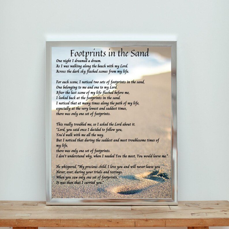 Footprints in the Sand Poem | Inspirational Scripture Prayer ...