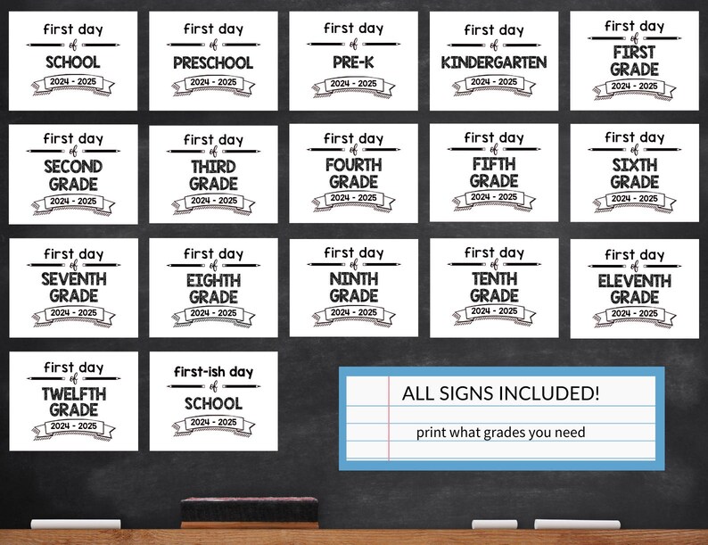 First Day of School Sign - Printable First Day Signs All Grades ...