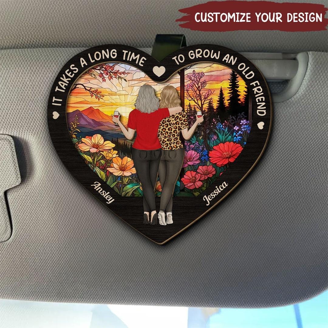 Bestie Old Friends Take Time to Grow Personalized Custom Car Visor Clip ...