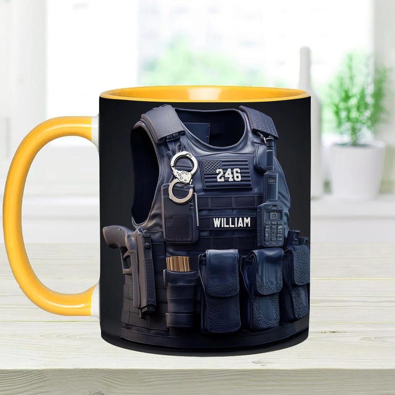 Police Bulletproof Vest - Personalized Police Officer Accent Mug ...