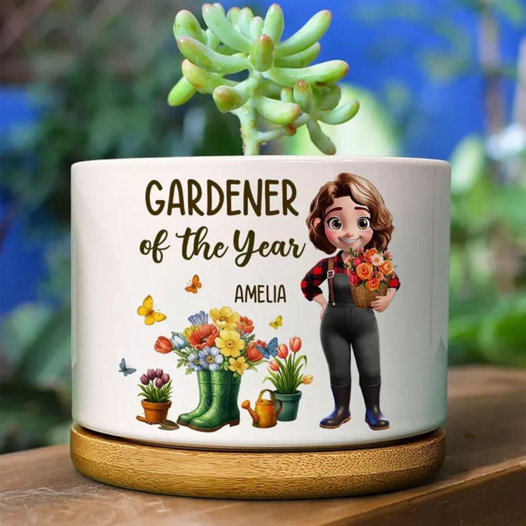 Gardener of the Year - Personalized Ceramic Plant Pot, Gift for ...