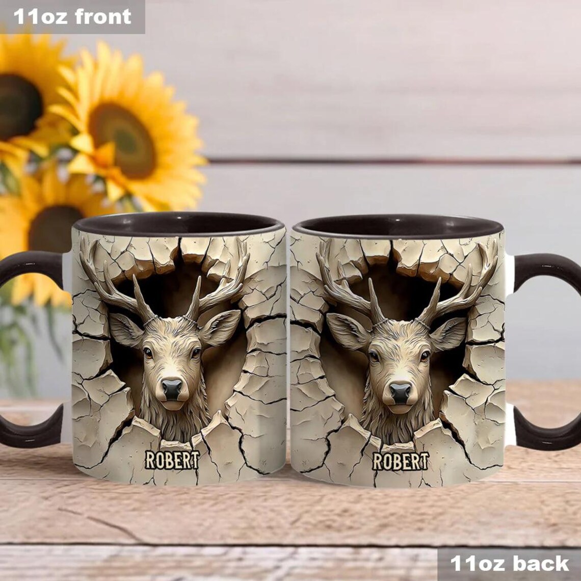 Love Hunting Personalized Hunting Accent Mug, Embossed Effect Deer ...