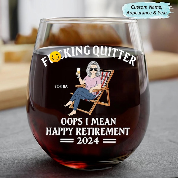 Retirement Wine Glass - Etsy