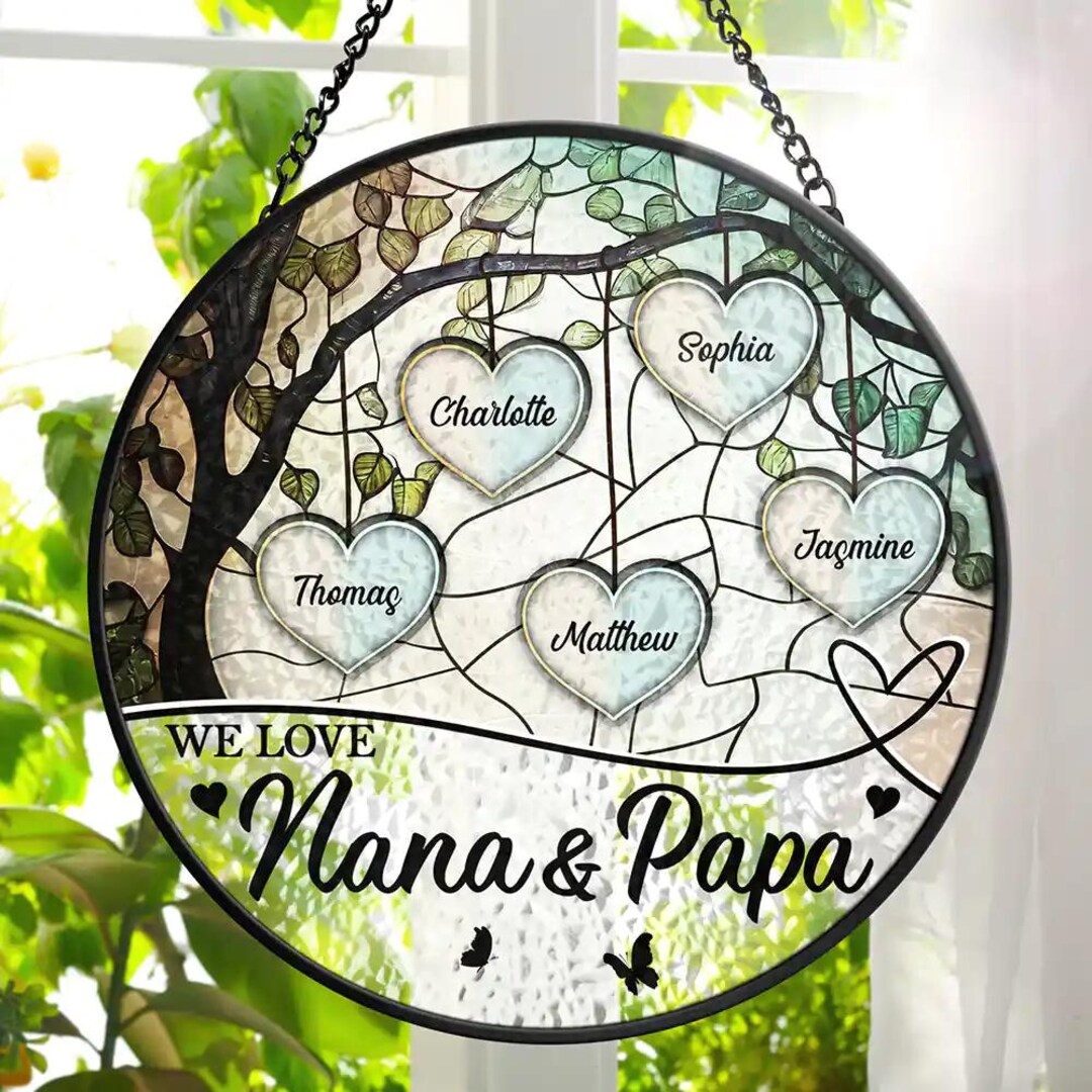Grandkids Make Life Grand We Love Nana and Papa Personalized Stained ...