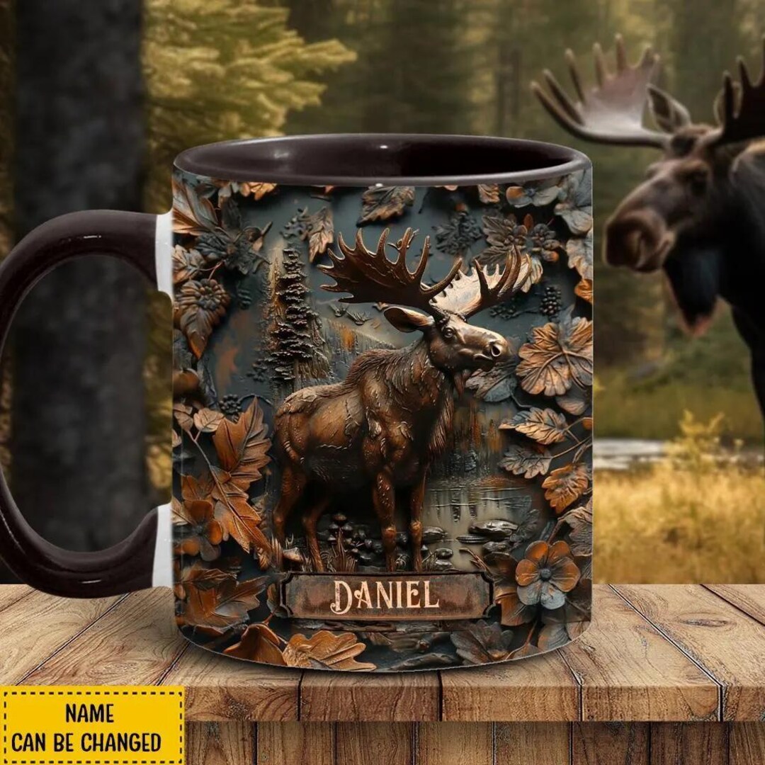 Stunning Deer Personalized Hunting Accent Mug, Embossed Effect Deer ...