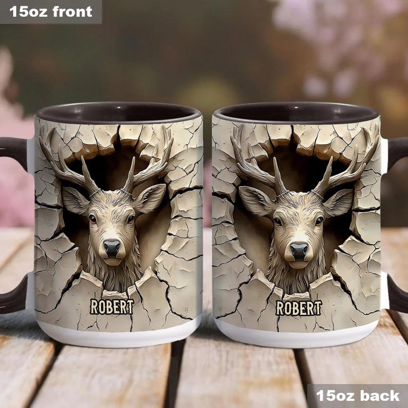 Love Hunting Personalized Hunting Accent Mug, Embossed Effect Deer ...